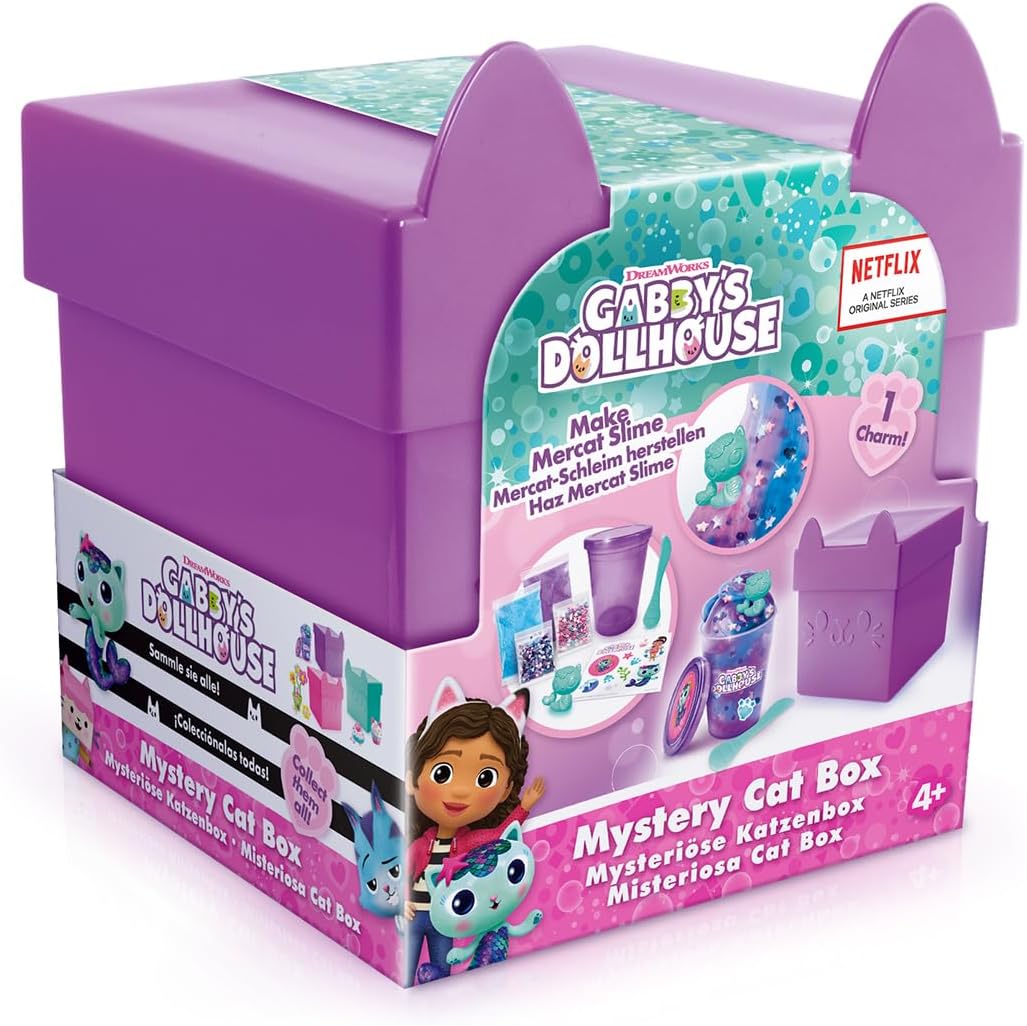 Gabby's Dollhouse Mystery Cat Box Slime Sensory Kit, mercat charm ...