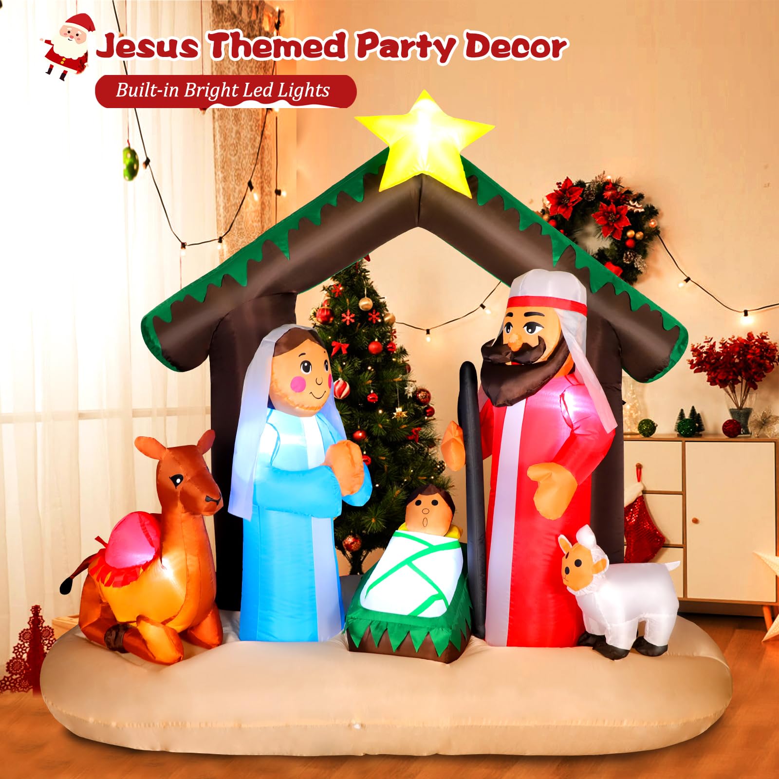 Snapklik.com : 7FT Christmas Inflatable Nativity Scene