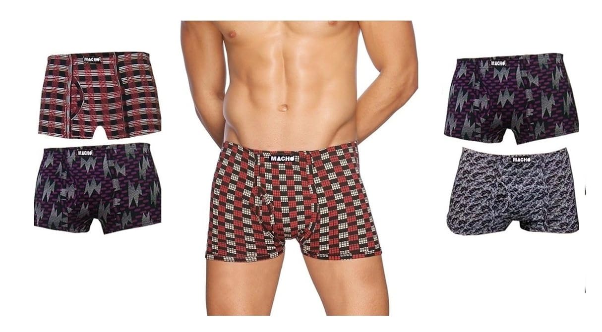 Buy Macho Print Mini Trunk Assorted Colour Pack of 4 Pcs for Men's ...