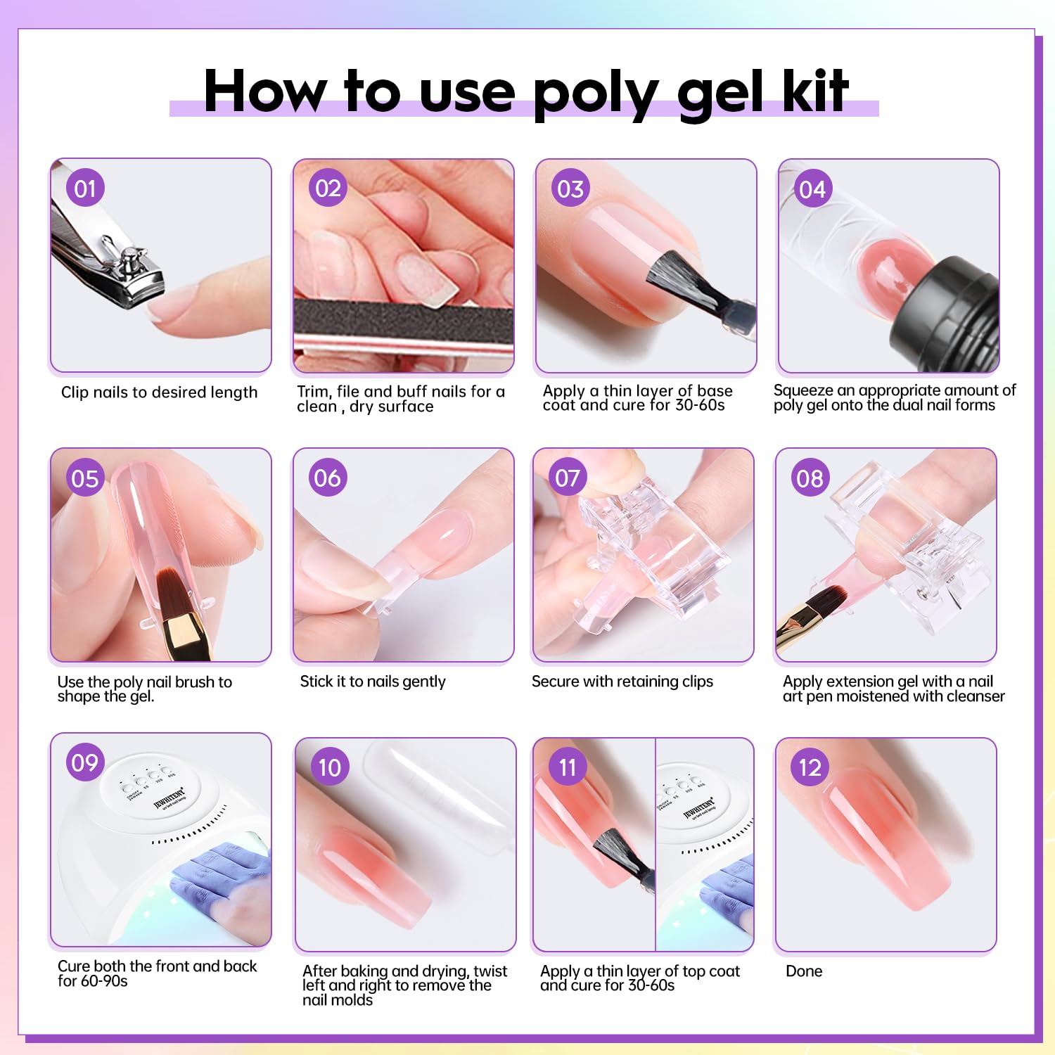 JEWHITENY 14 Colors Poly Gel Nail Kit 27 Colors Gel Nail Polish Kit ...