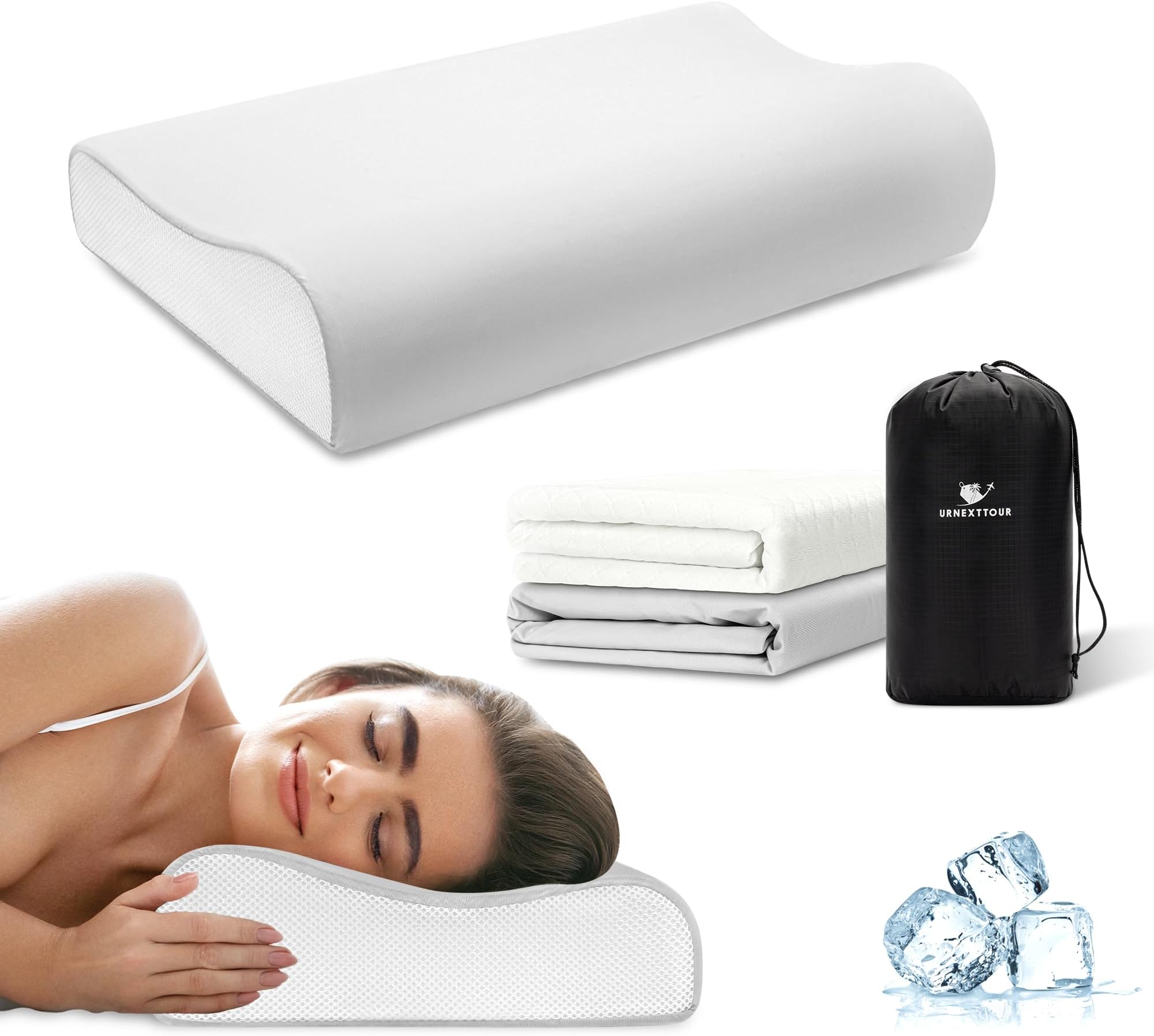 Amazon.com: AM AEROMAX Travel Contour Memory Foam Pillow, Cervical ...