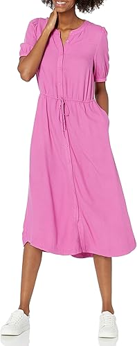 Amazon.com: Amazon Essentials Women's Feminine Half Sleeve Waisted Midi ...