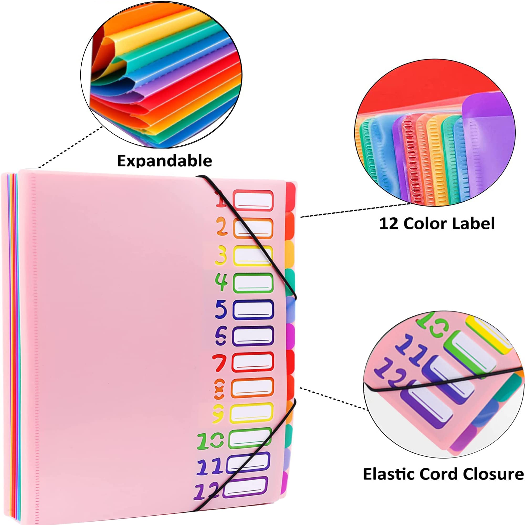 Snapklik.com : 12 Pocket Expanding Project Sorter Heavy Duty Monthly ...