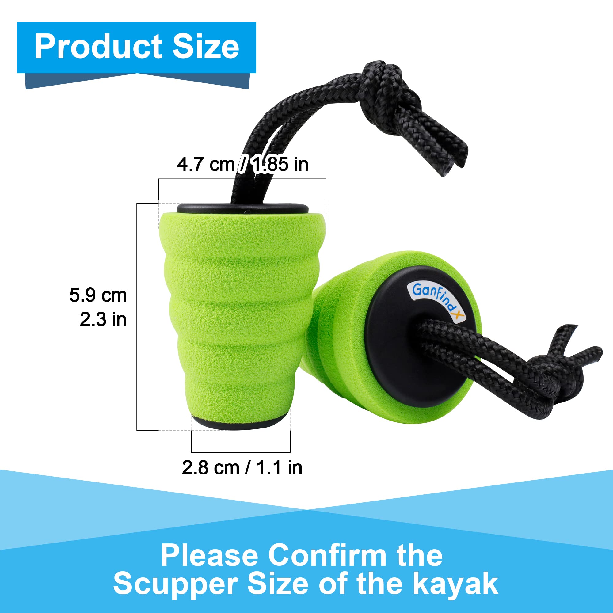 Snapklik.com : GanFindX 8 Pack Light Green Kayak Scupper Plug Kit