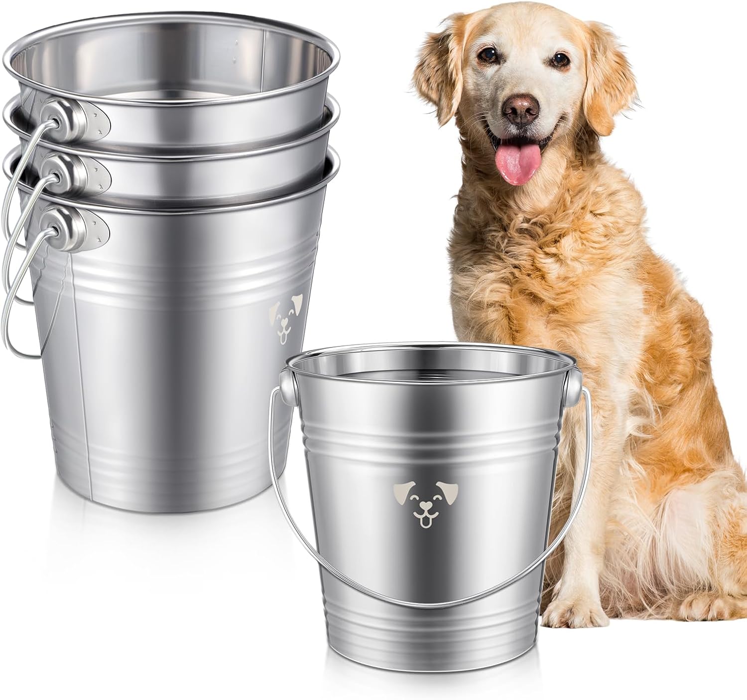 Hicarer 4 Pcs 2 Quart Stainless Steel Dog Water Bucket, Heavy Duty ...