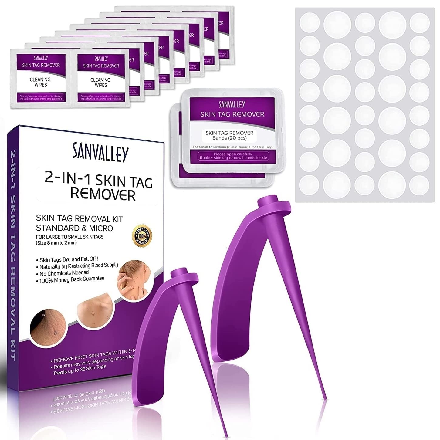 Buy Skin Tag Removal Kit, Small & Standard Skin Tag Remover Device, 36 ...