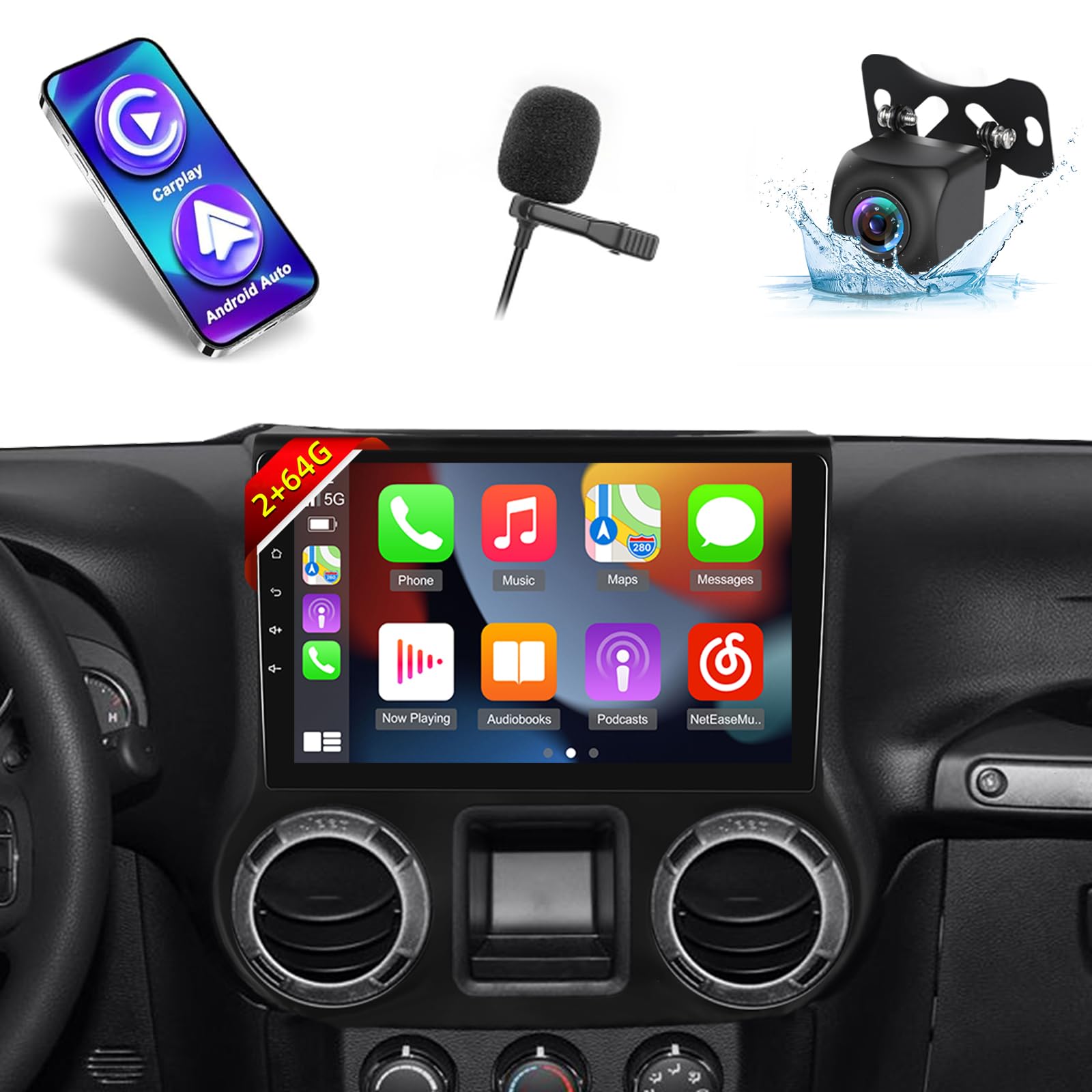 Amazon.com: EKAT [2+64G] Android Car Stereo for Jeep Wrangler 2011-2014 ...
