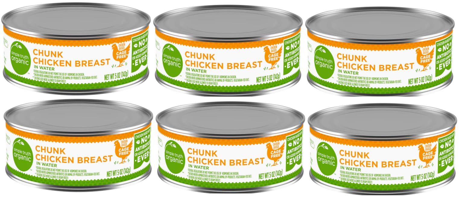 Amazon.com: Pack Of 6 Organic Chunk Chicken Breast in Water 5 oz ...