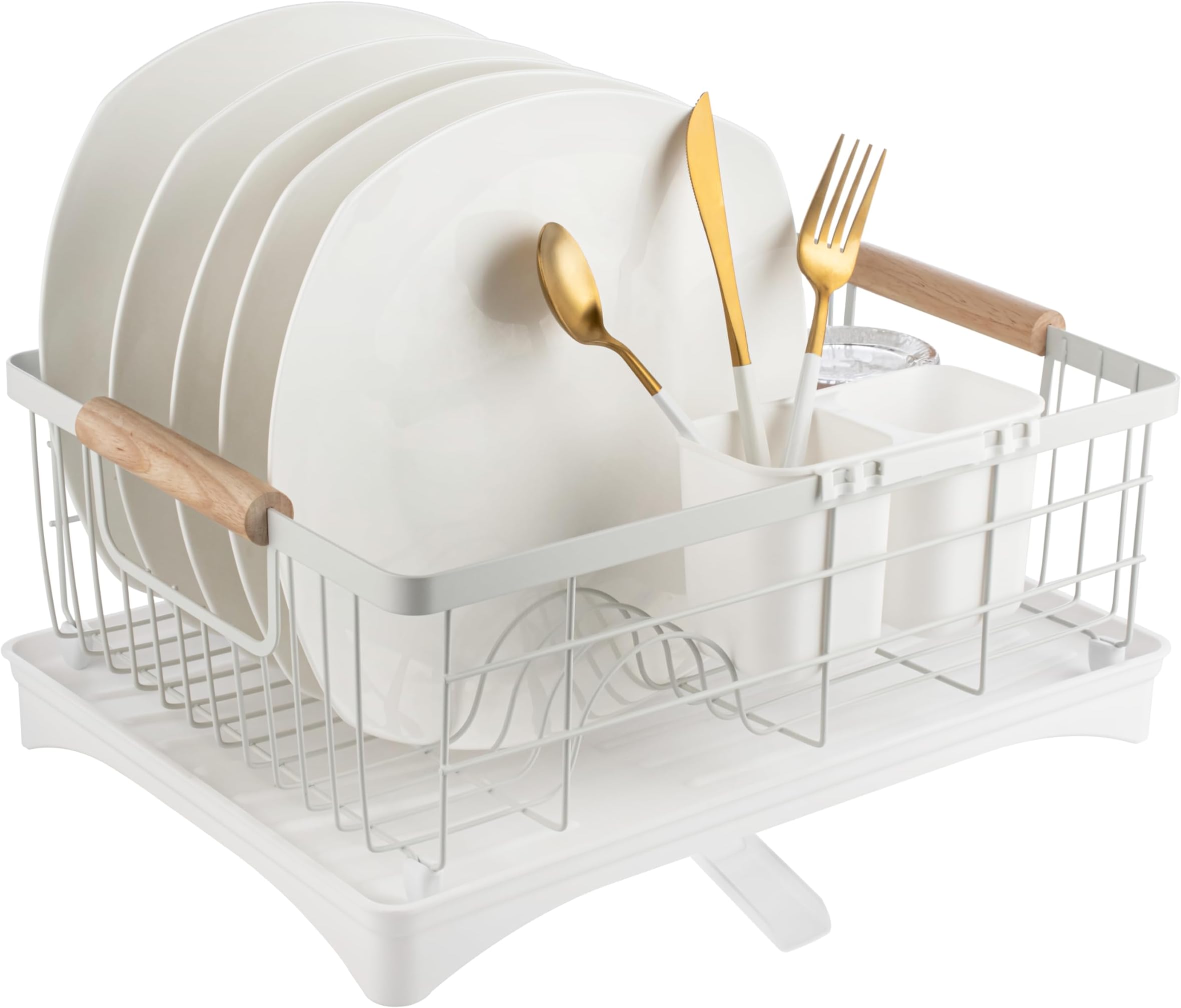Amazon.com - Attom Tech Home Modern Wood Handle Dish Rack and Drain ...