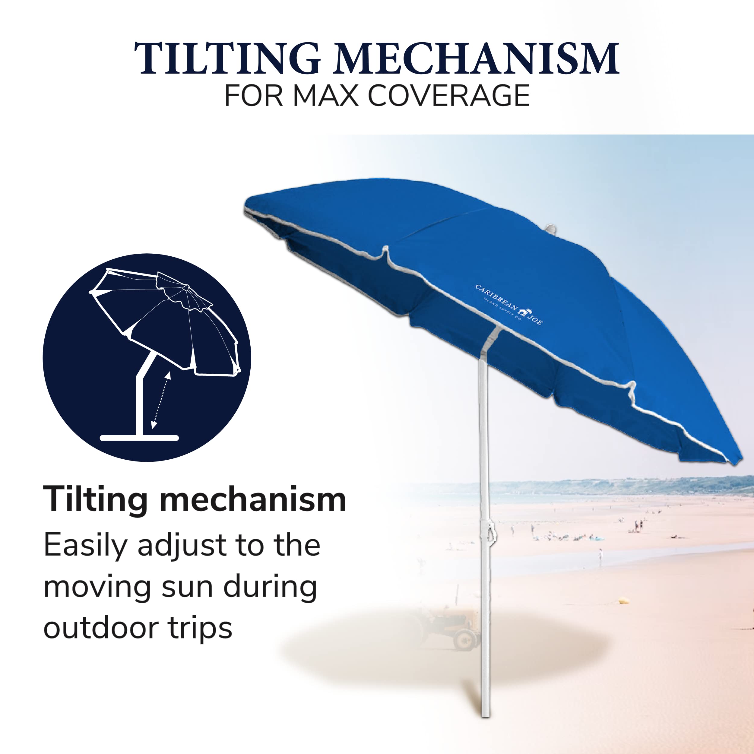 Caribbean Joe Beach Umbrella, Portable Outdoor Sun Umbrella With UV ...