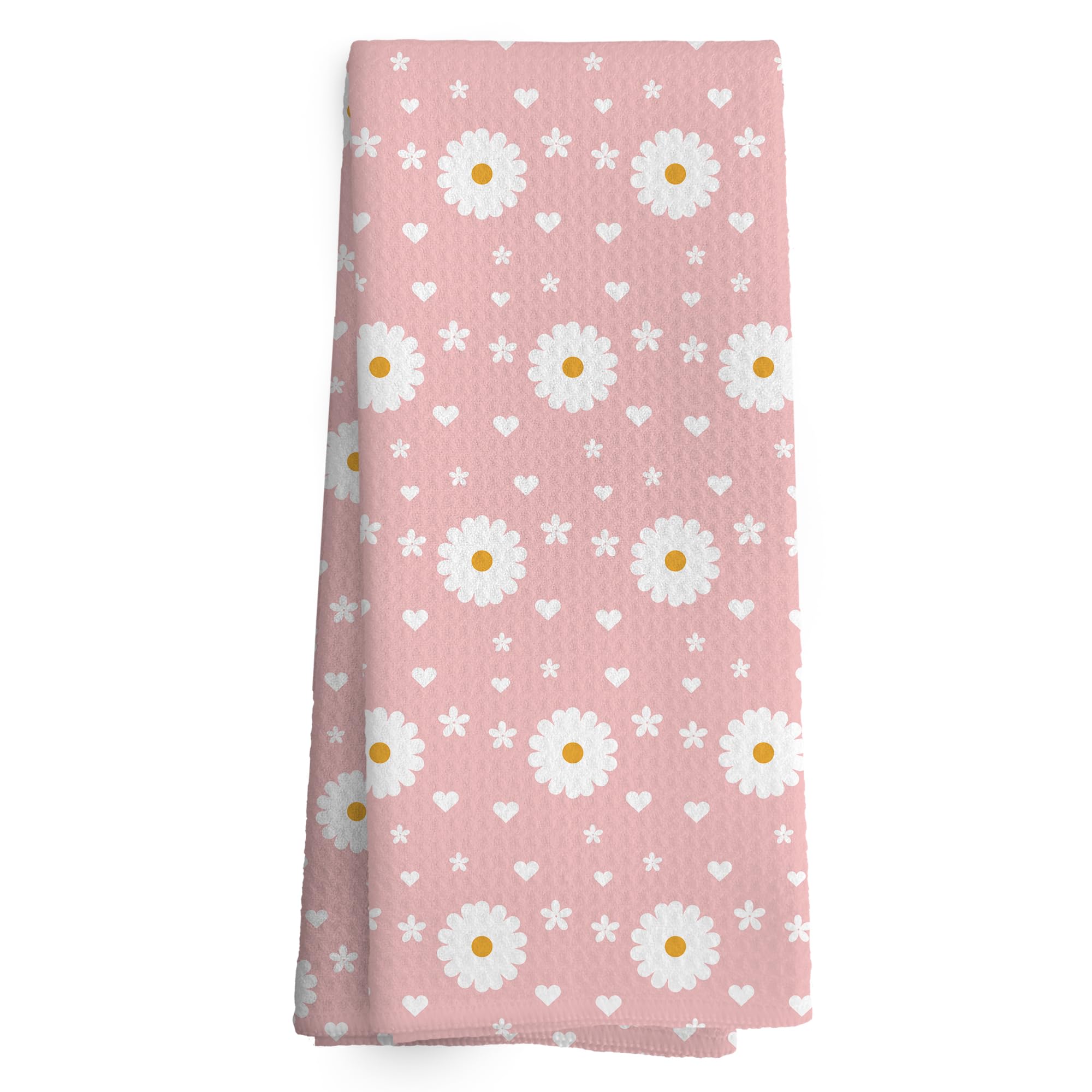 Amazon.com: TAEDIN Pink Daisy Kitchen Towels Dish Towel 16x24 Inches ...
