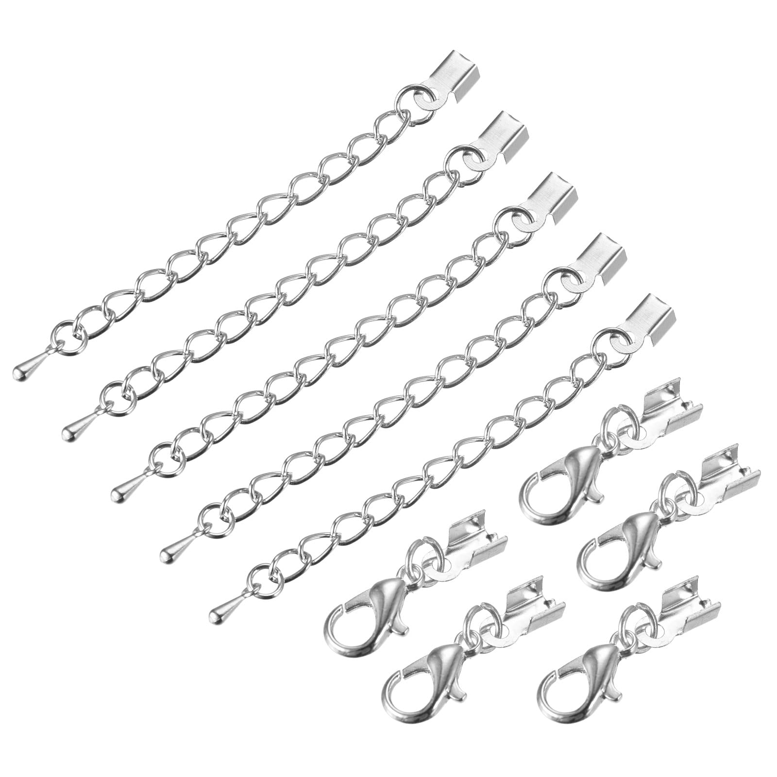 Amazon.com: uxcell 20Sets Fold Over Cord Ends with Lobster Claw Clasps ...