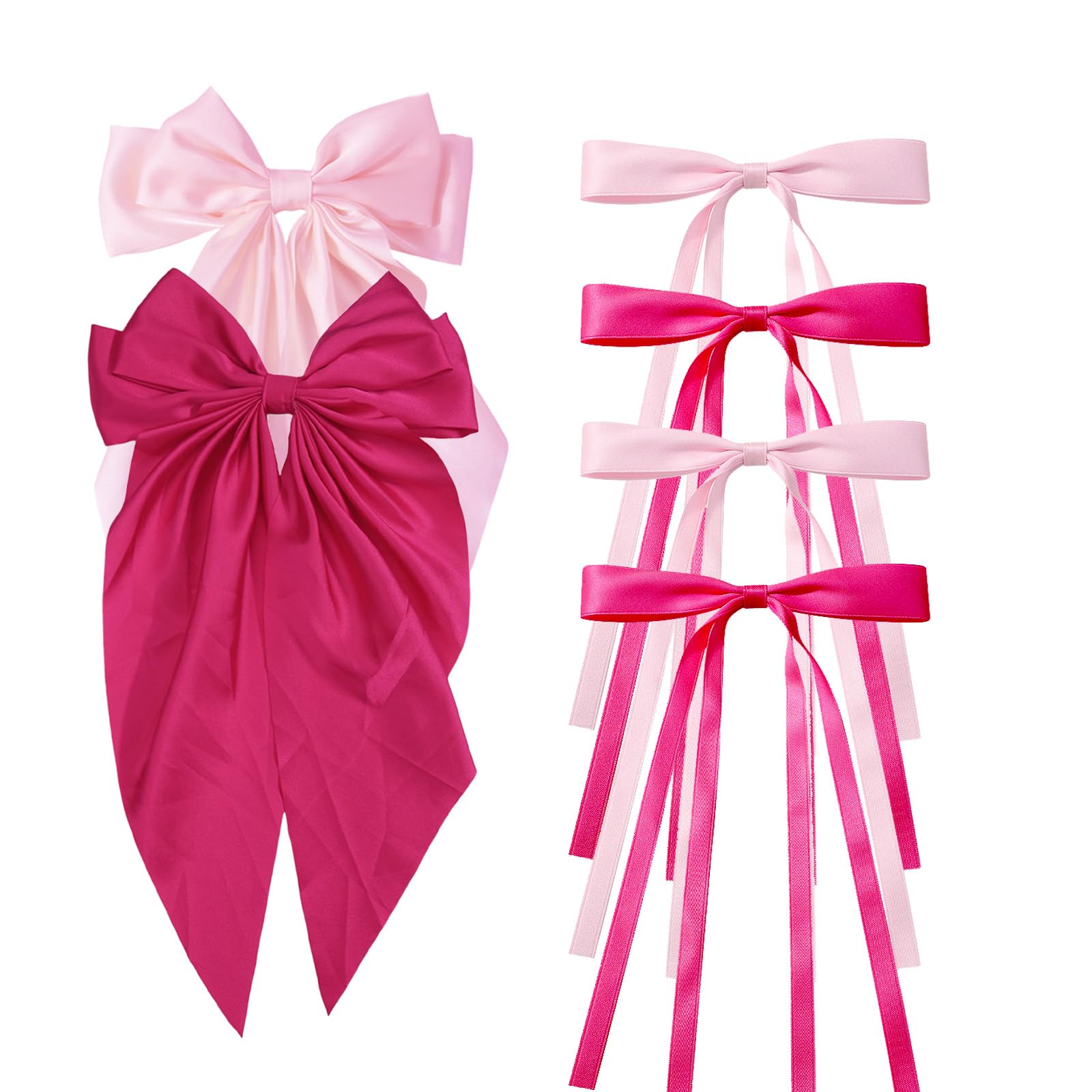 Amazon.com : CUBACO 6PCS Silky Satin Ribbon Barrettes, Coquette Bows ...