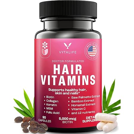 Amazon.com: Hair Growth Vitamins - Biotin 5000mcg + Pumpkin Seed + Saw ...