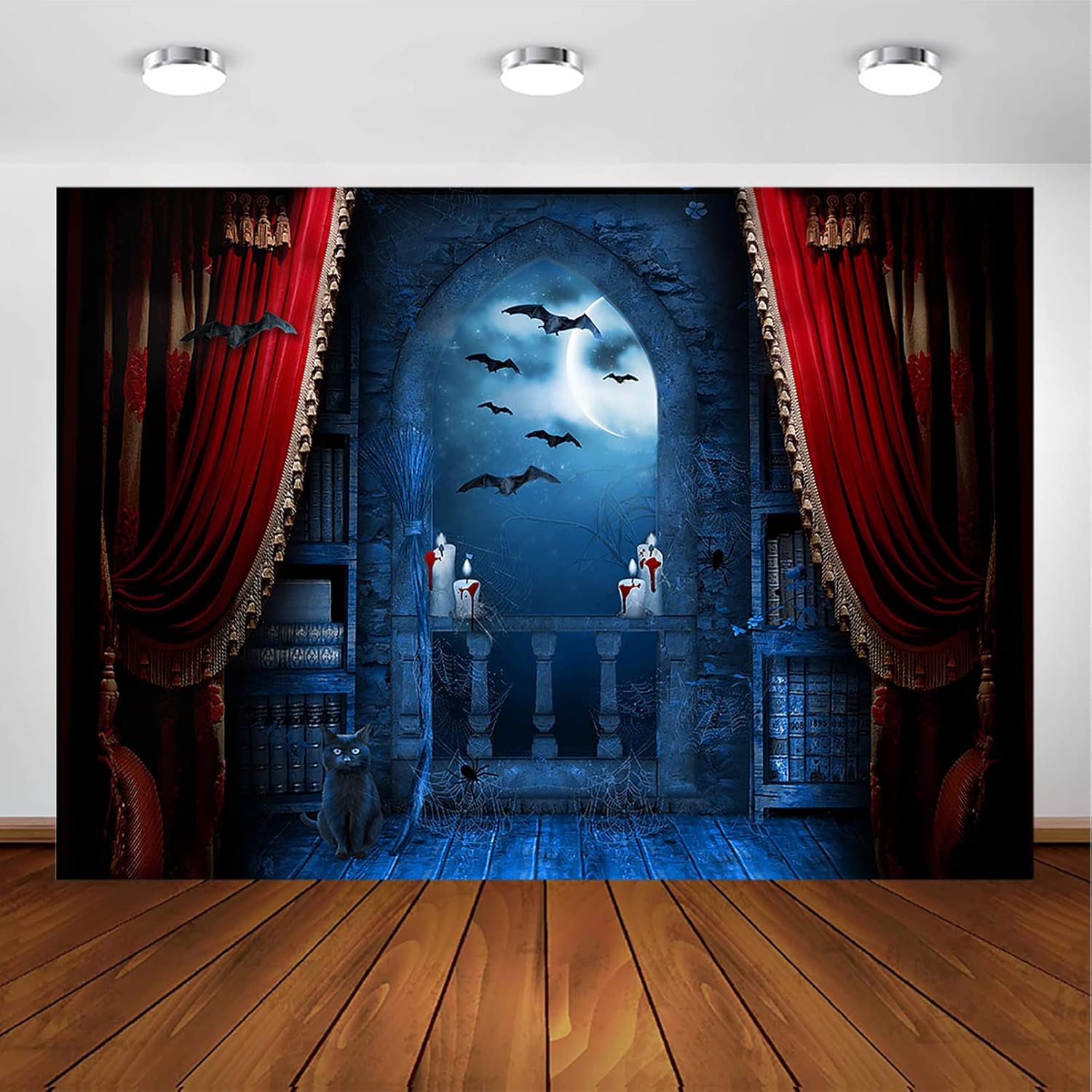 Amazon.com : Avezano Halloween Photography Backdrop Magical Broom ...