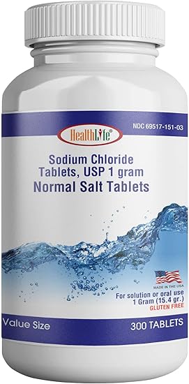 Amazon.com: Health Life Sodium Chloride Tablets 1 gm, USP | 300 Count ...