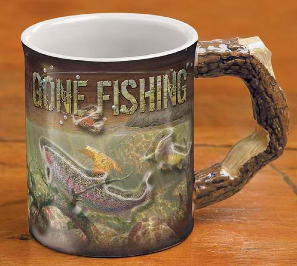 Amazon.com: Wild Wings Gone Fishing – Trout Sculpted Coffee Mug : Home ...