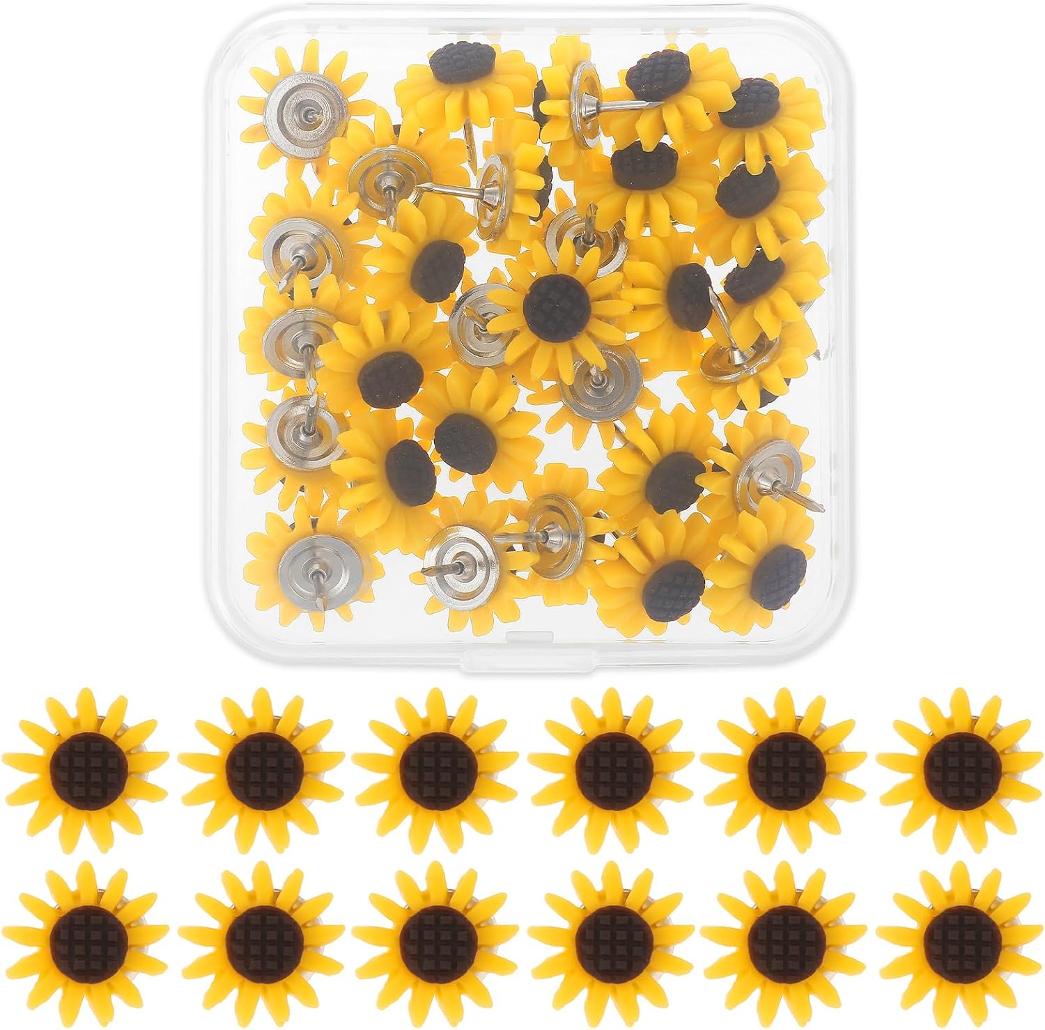 Amazon.com: 30PCS Thumb Tacks for Wall Sunflower Pin Cute Cubicle ...