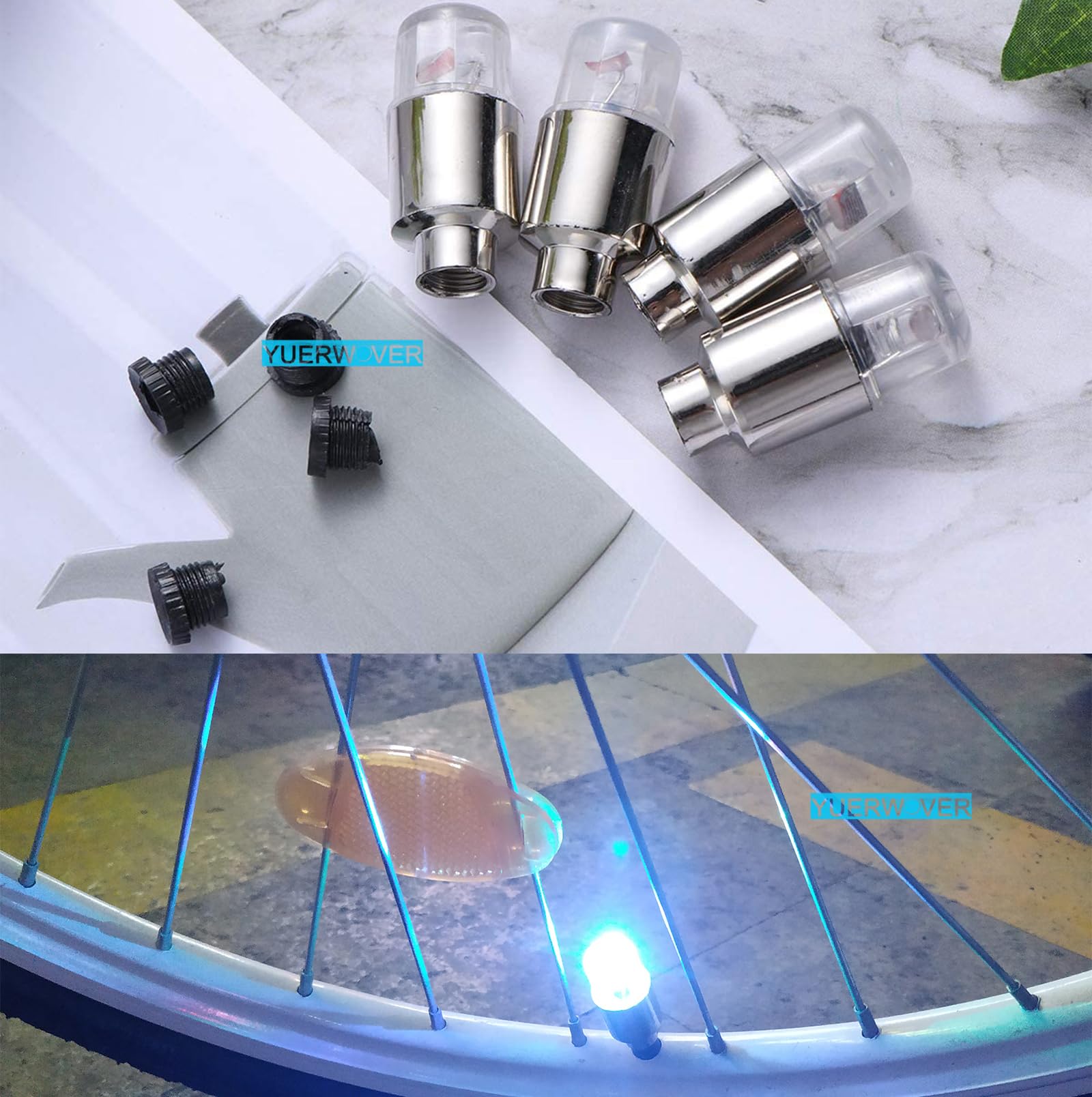 Snapklik.com : YUERWOVER 8 Pack LED Valve Stem Caps Lights For Car ...