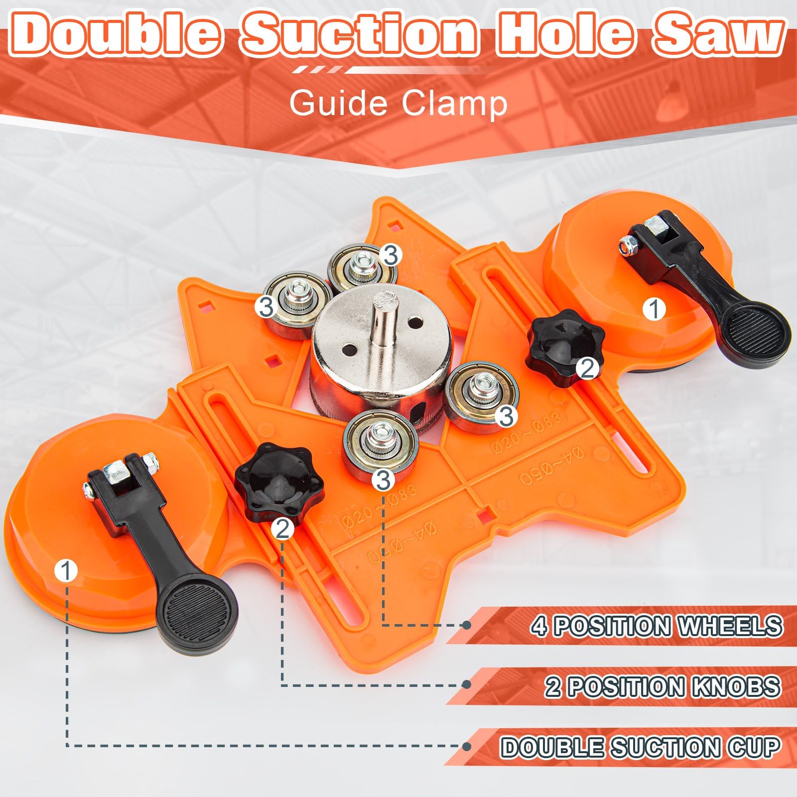 Diamond Hole Saw Kit, Tile Hole Saw with Double Suction Cups Hole Saw ...