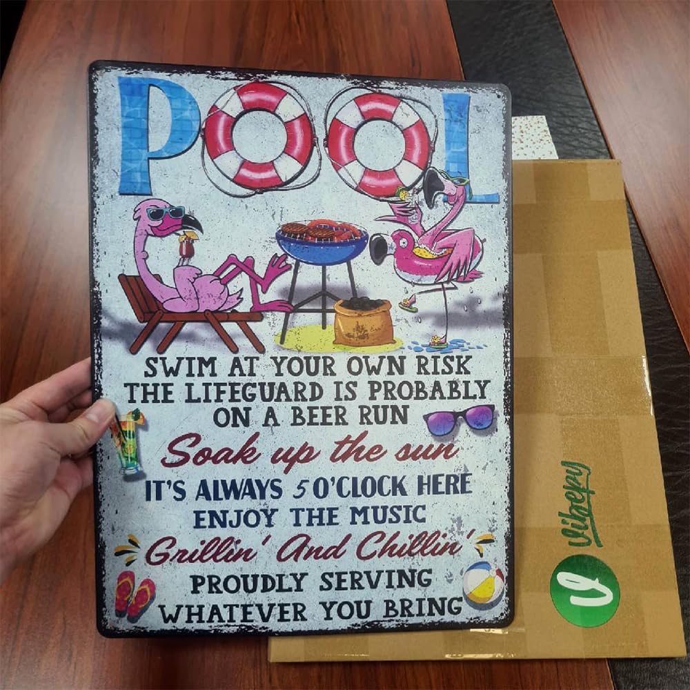 Snapklik.com : V Vibepy All Over Printed, Pool Rules Metal Sign 12x16 ...