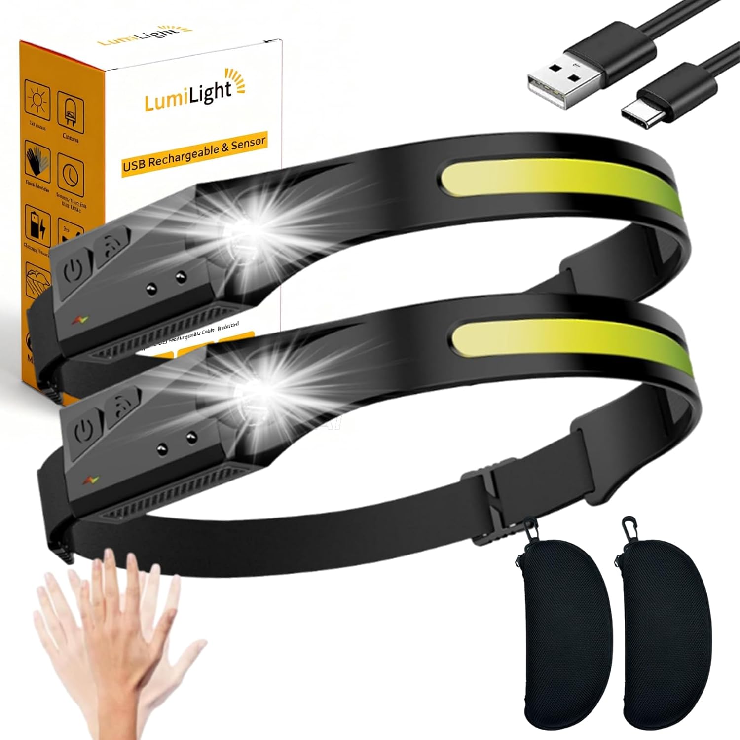 Amazon.com : LumiLight LED Headlamp Rechargeable, Lumi Light LED Head ...