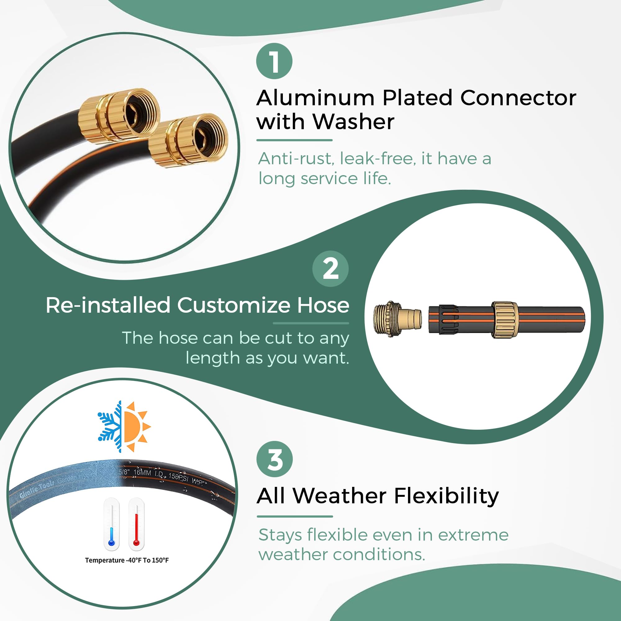 Snapklik.com : Leader Hose 5/8" X 4ft, Custom Length, No Kink, Flexible ...