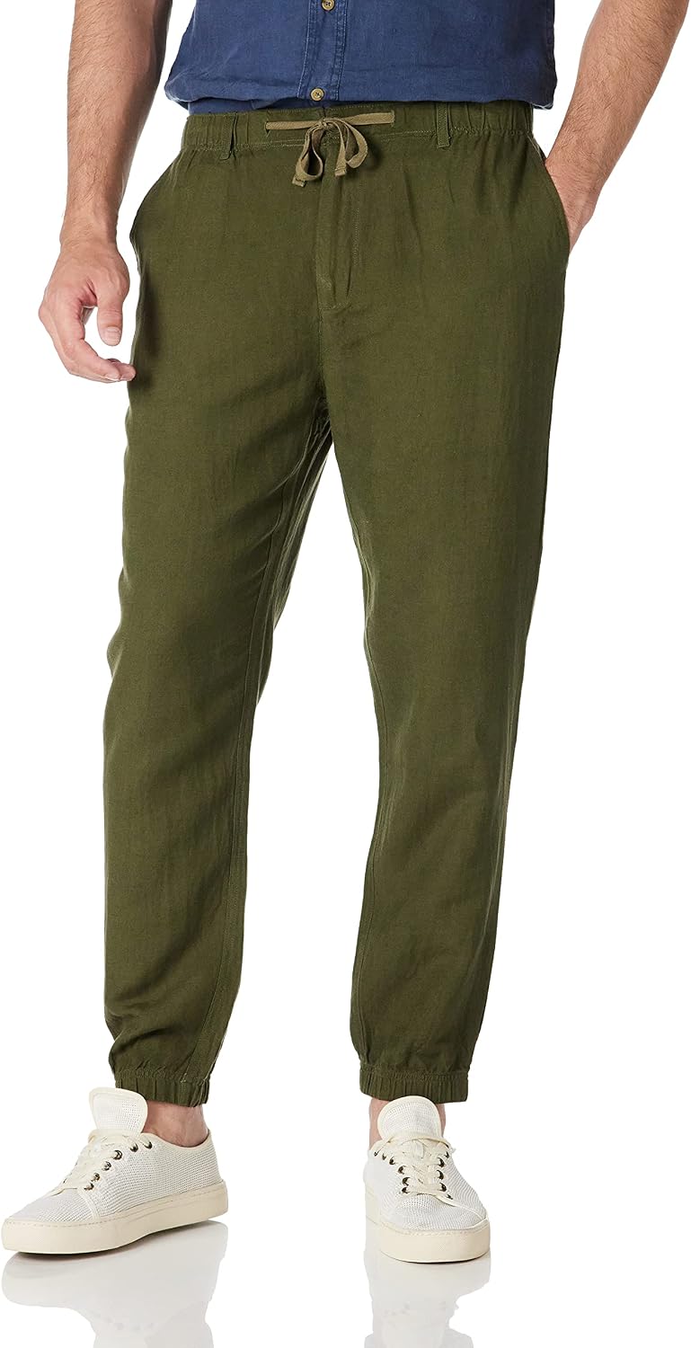 Isle Bay Linens Men's Linen Rayon Blend Jogger Pants Army Green 44 at ...