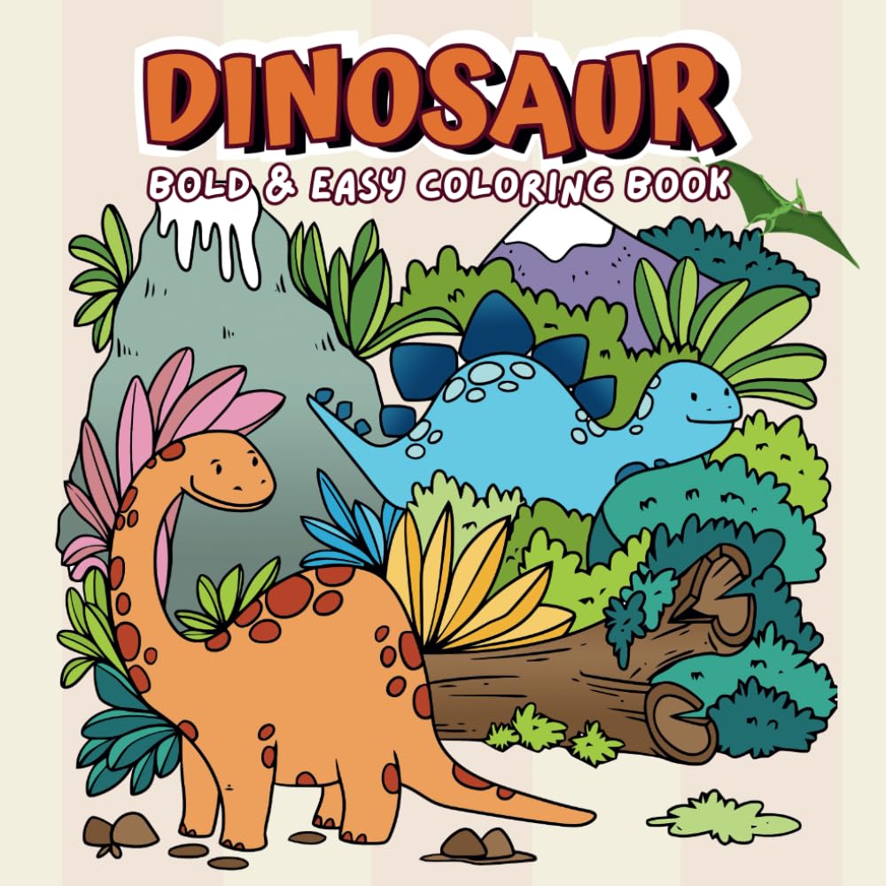 Amazon.com: Dinosaur Coloring Book: Bold and simple for kids and adults ...