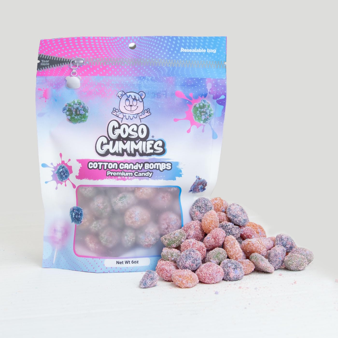 Amazon.com : Goso Gummies Cotton Candy Gusher Bombs – 6oz Bag – Sweet ...
