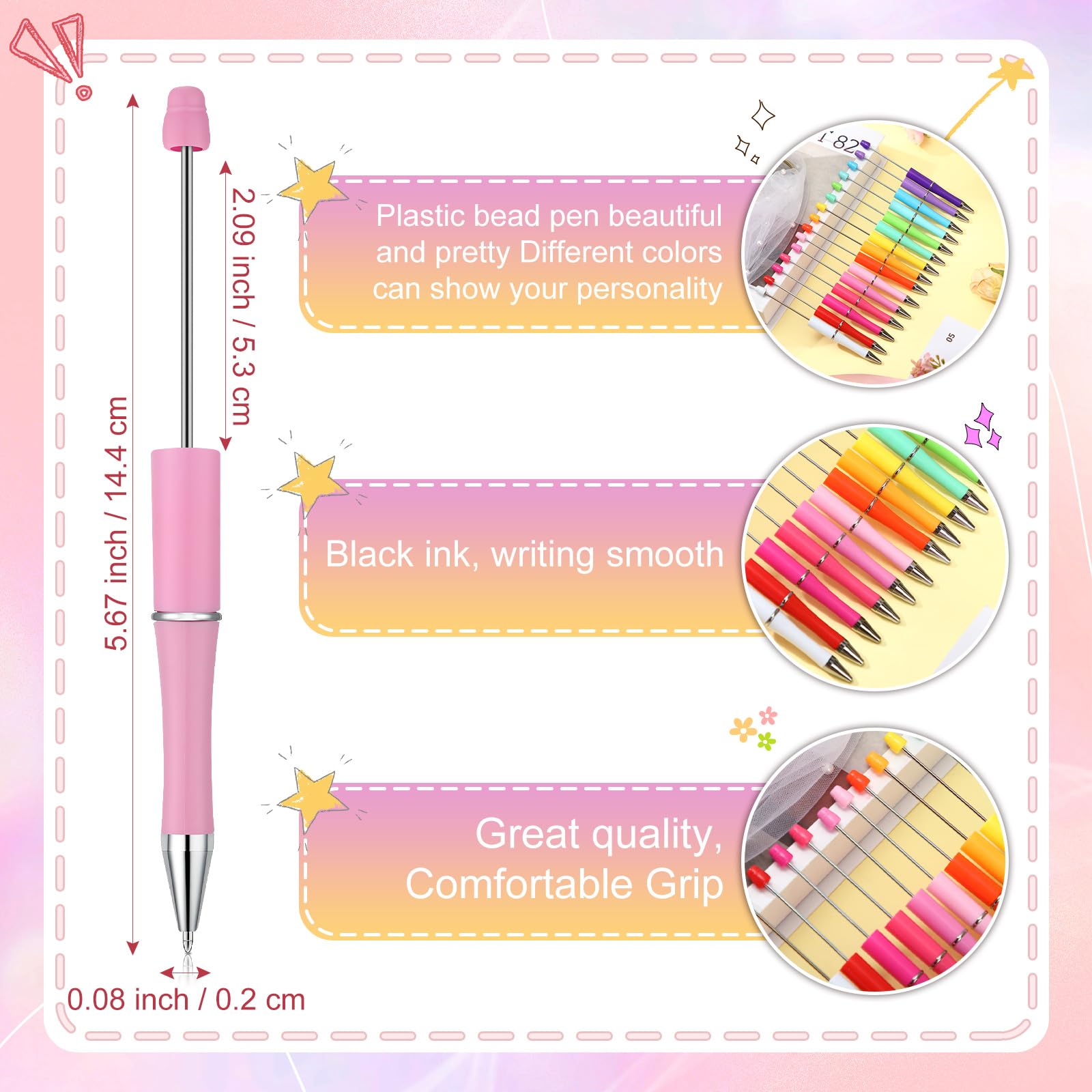 Snapklik.com : Kosiz 150 Pieces Plastic Beadable Pen Bulk Bead ...