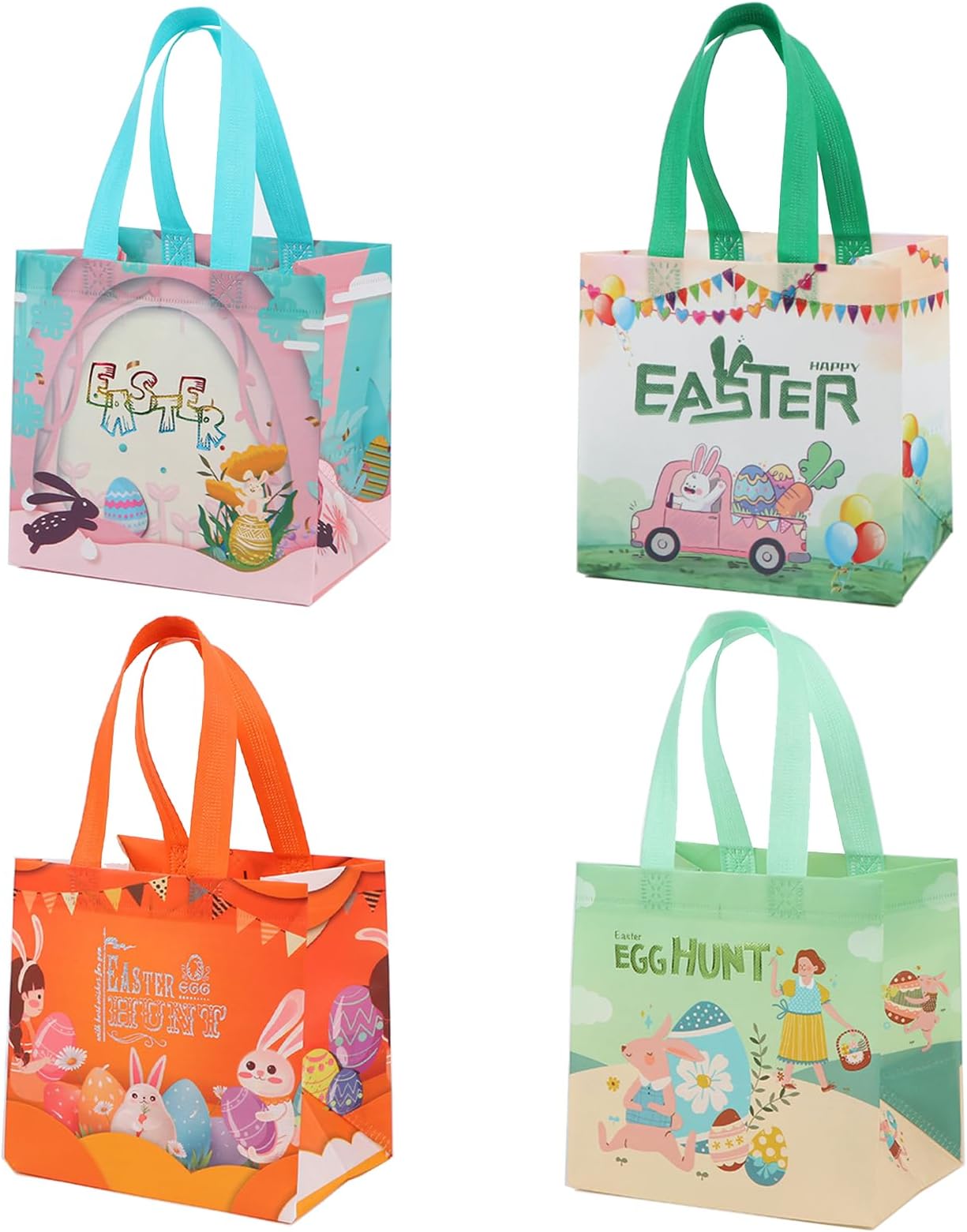 Prynneo 4 Pack Easter Tote Bags, Non-Woven Easter Gift Bags with ...