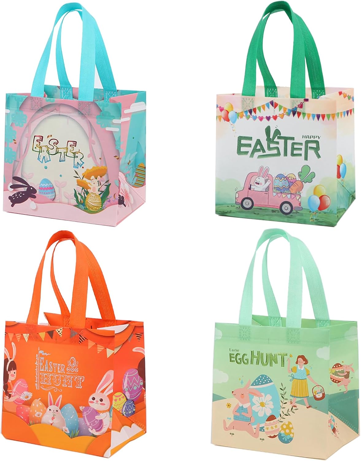 Prynneo 4 Pack Easter Tote Bags, Non-Woven Easter Gift Bags with ...