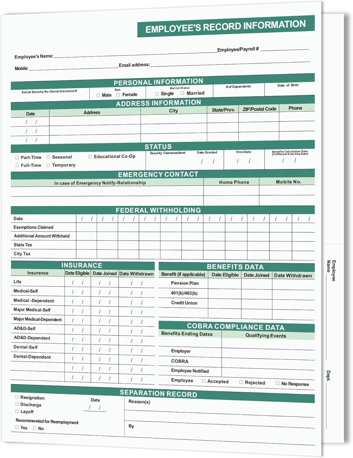 Amazon.com : Employee Personnel File Folders (25 Pack), 9.5 * 11.5inch ...