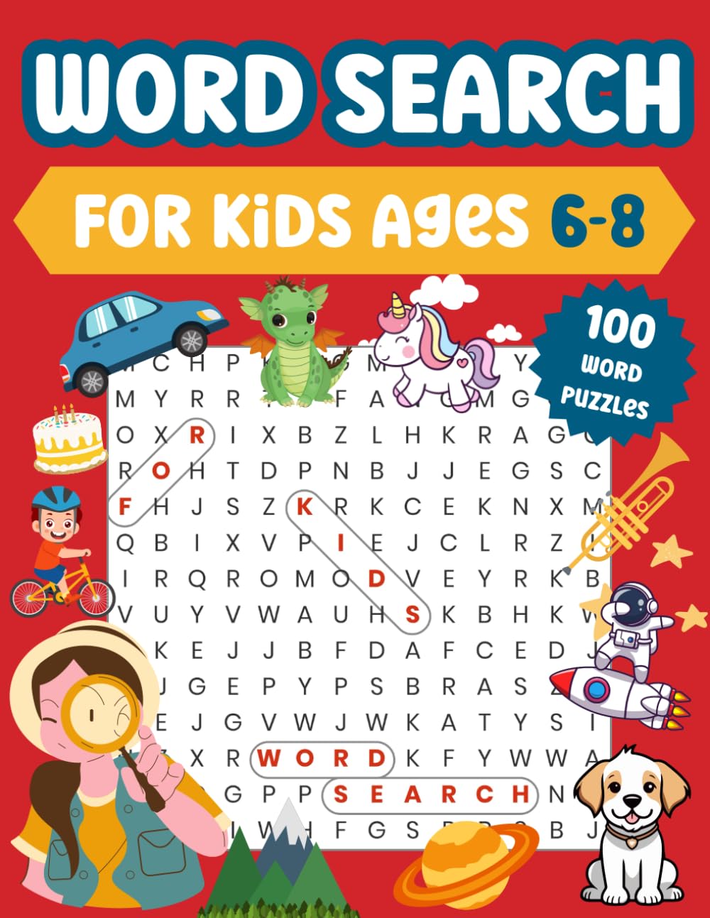 Word Search for Kids Ages 6-8: 100 Large Print Search & Find Word ...