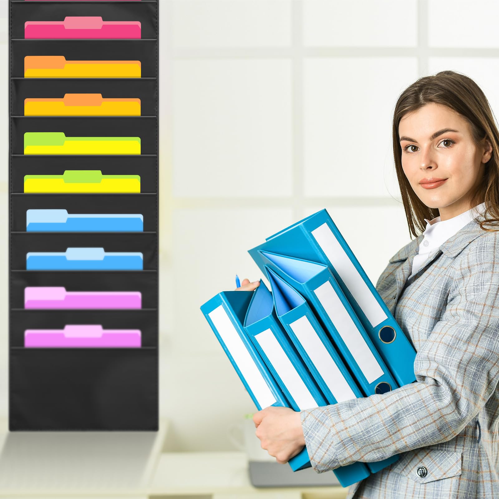 20 Pack Heavy Duty Storage Pocket Chart 10 Pockets Hanging Pocket Chart ...