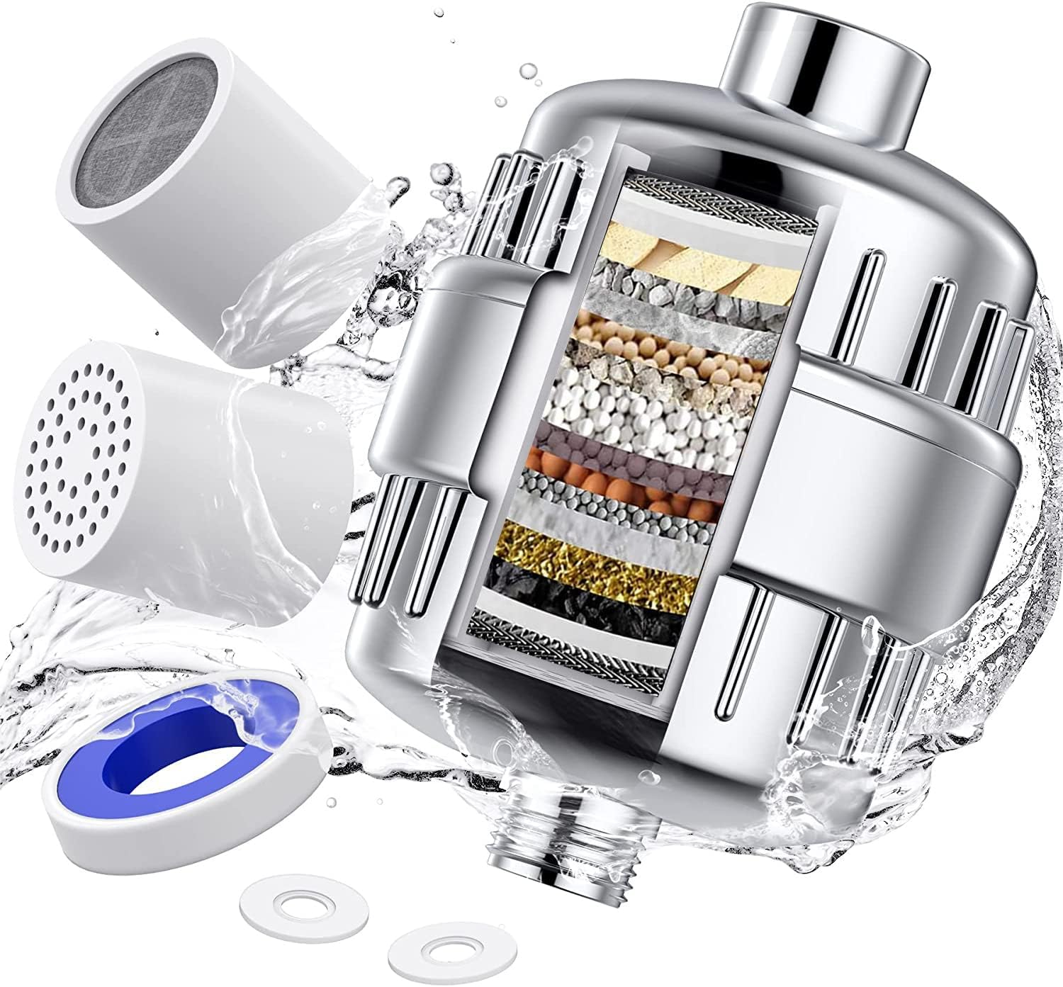 Filtro Regadera,Filtro de Ducha Agua Universal de 18 Etapas, Incluye ...