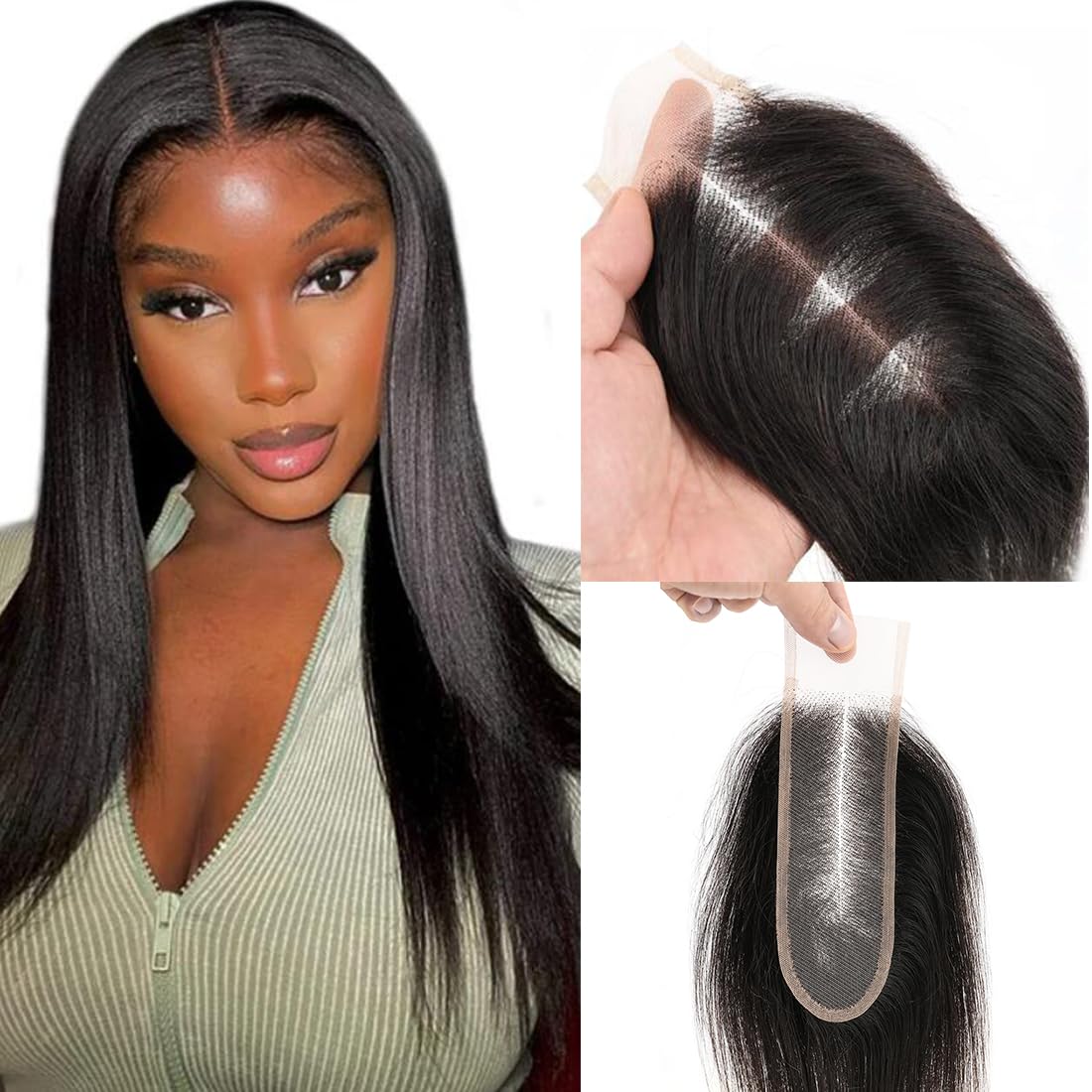 Amazon.com : Brazilian 2x6 Lace Closure Straight 100% Human Hair Kim K ...