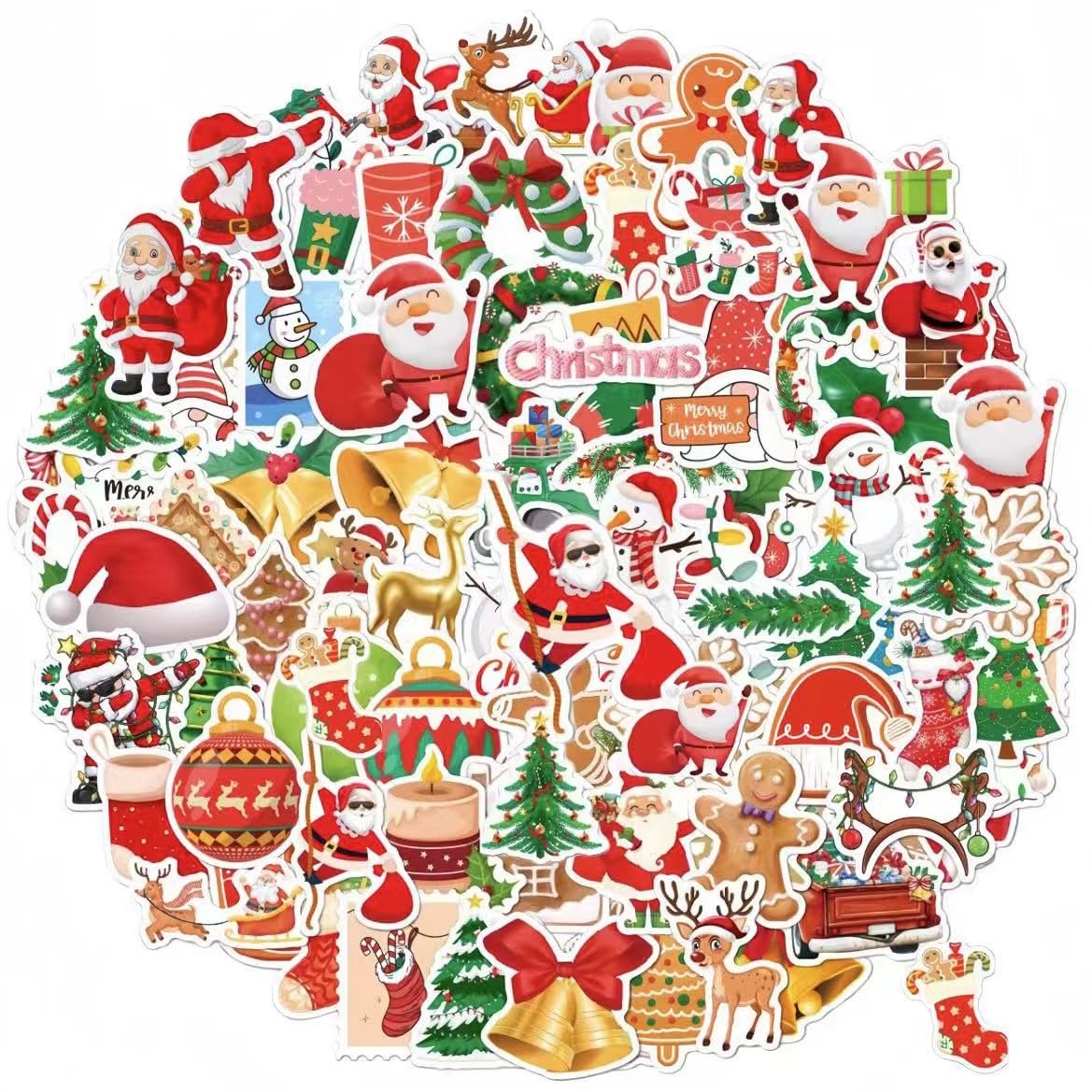 100Pcs Cute Christmas Stickers for Kids, Vinyl Stickers Kids Waterproof ...