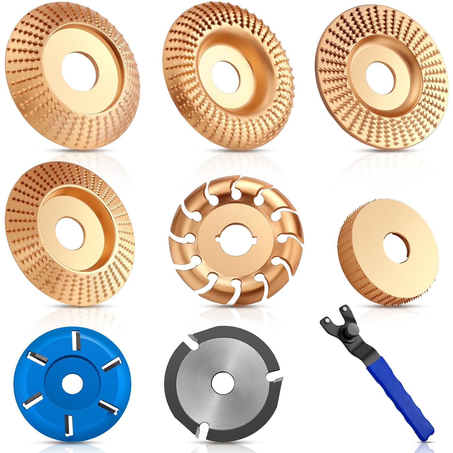 Amazon.com: Therwen 9 Pcs Wood Carving Disc Set for 4" or 4 1/2" Angle ...