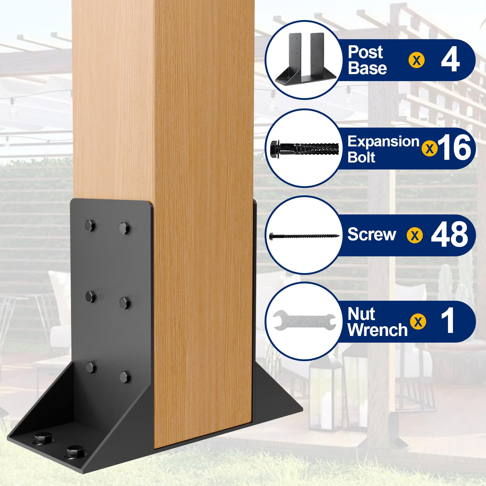 Snapklik.com : 6x6 Post Base 4 Pcs, Inner Size 56"x56" Wood Post ...