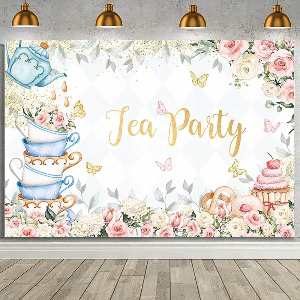 Amazon.com : MEHOFOND 7x5ft Tea Party Birthday Backdrops Let's Partea ...