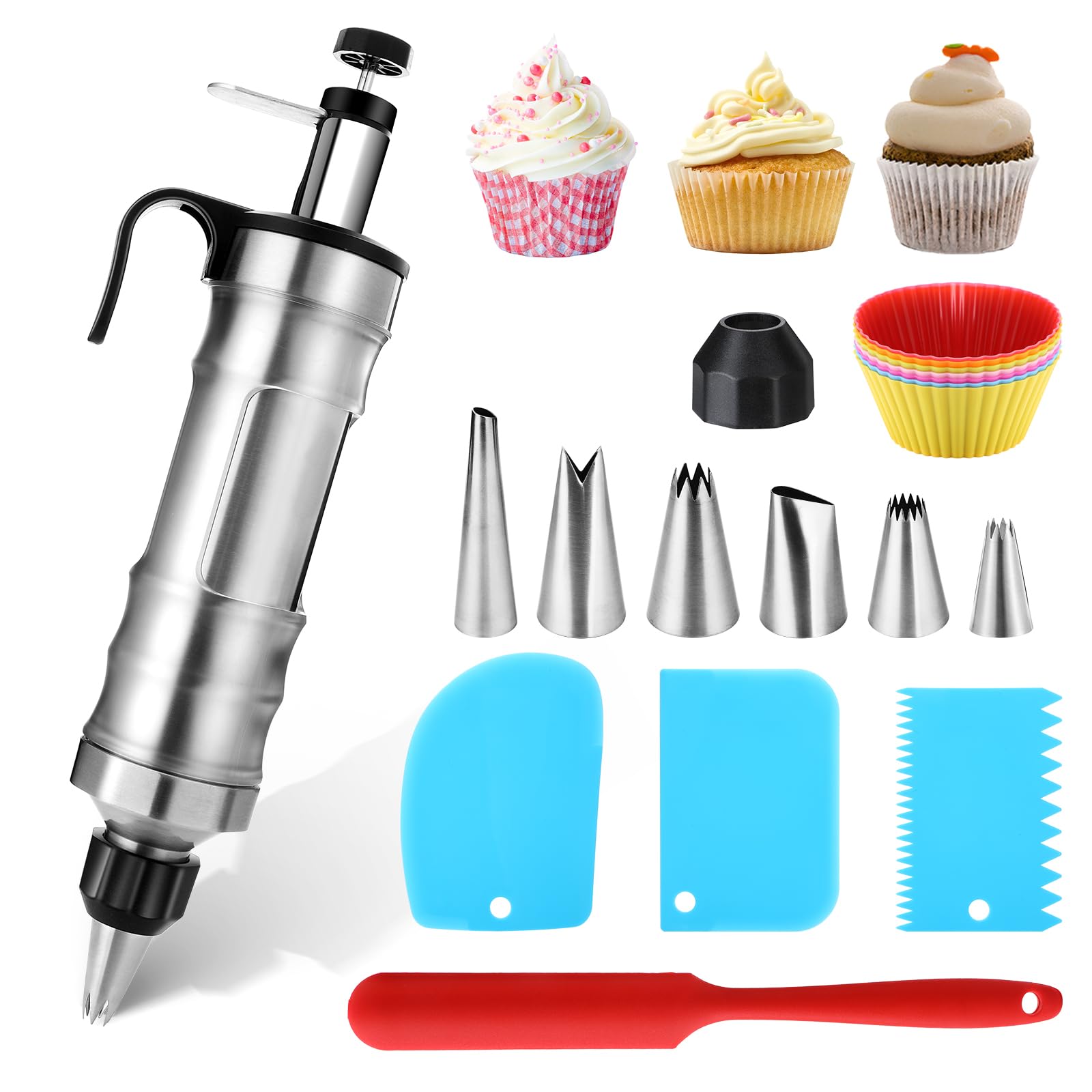 WIOR Dessert Decorating Syringe Set, Stainless Steel Icing Decoration ...