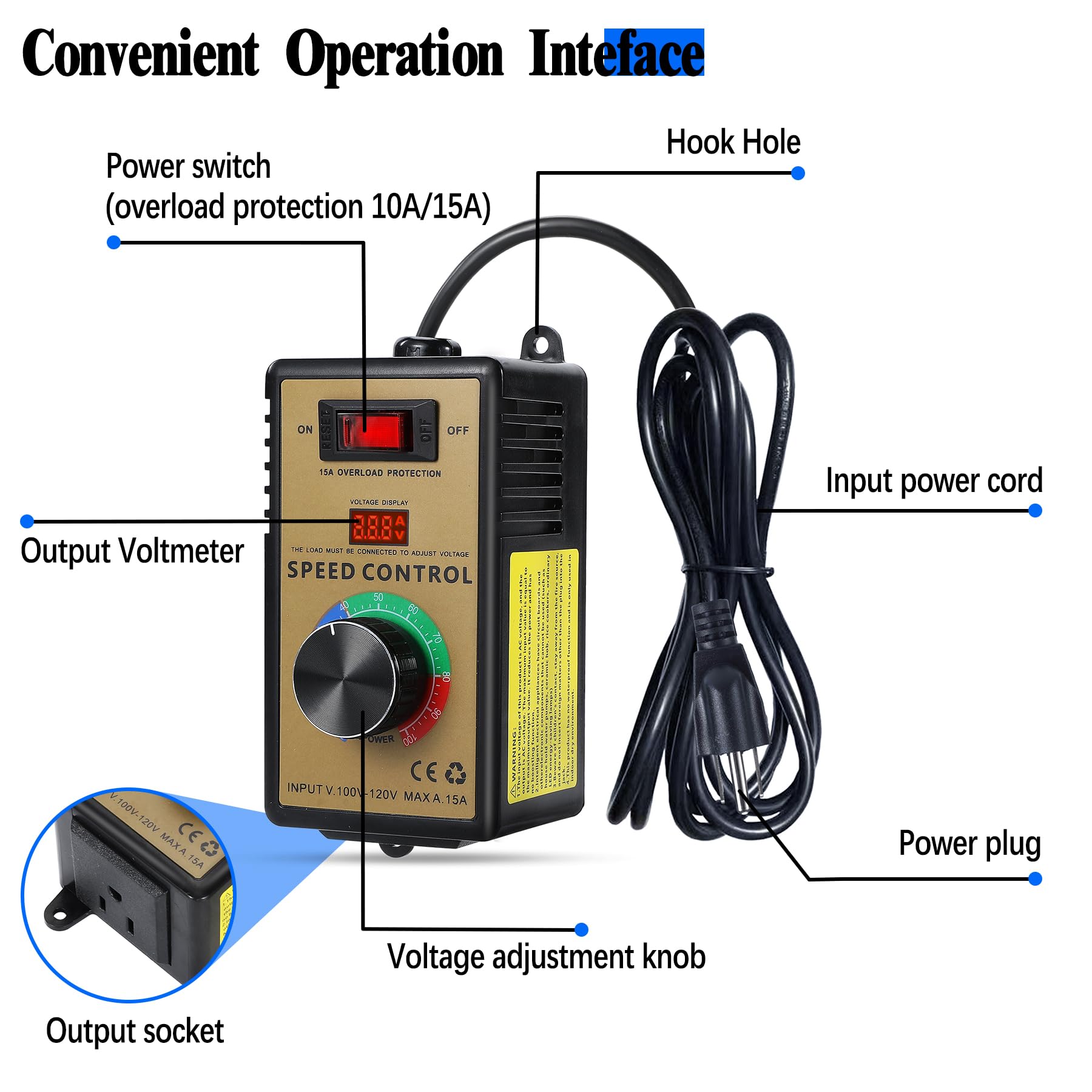 Snapklik.com : Fan Speed Controller, AC Motor Speed Controller 120V ...