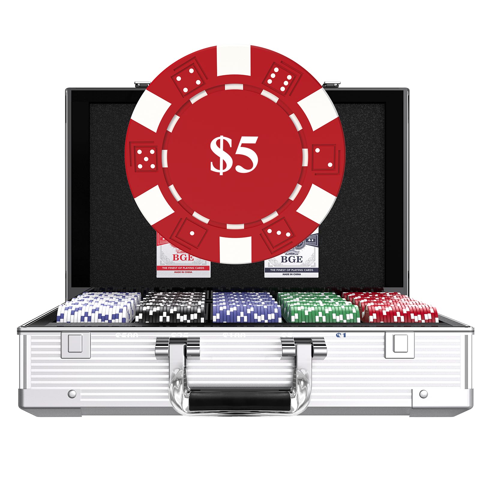 Poker Chips with Denominations, 1000-pcs 11.5g Weighted Numbered Casino ...