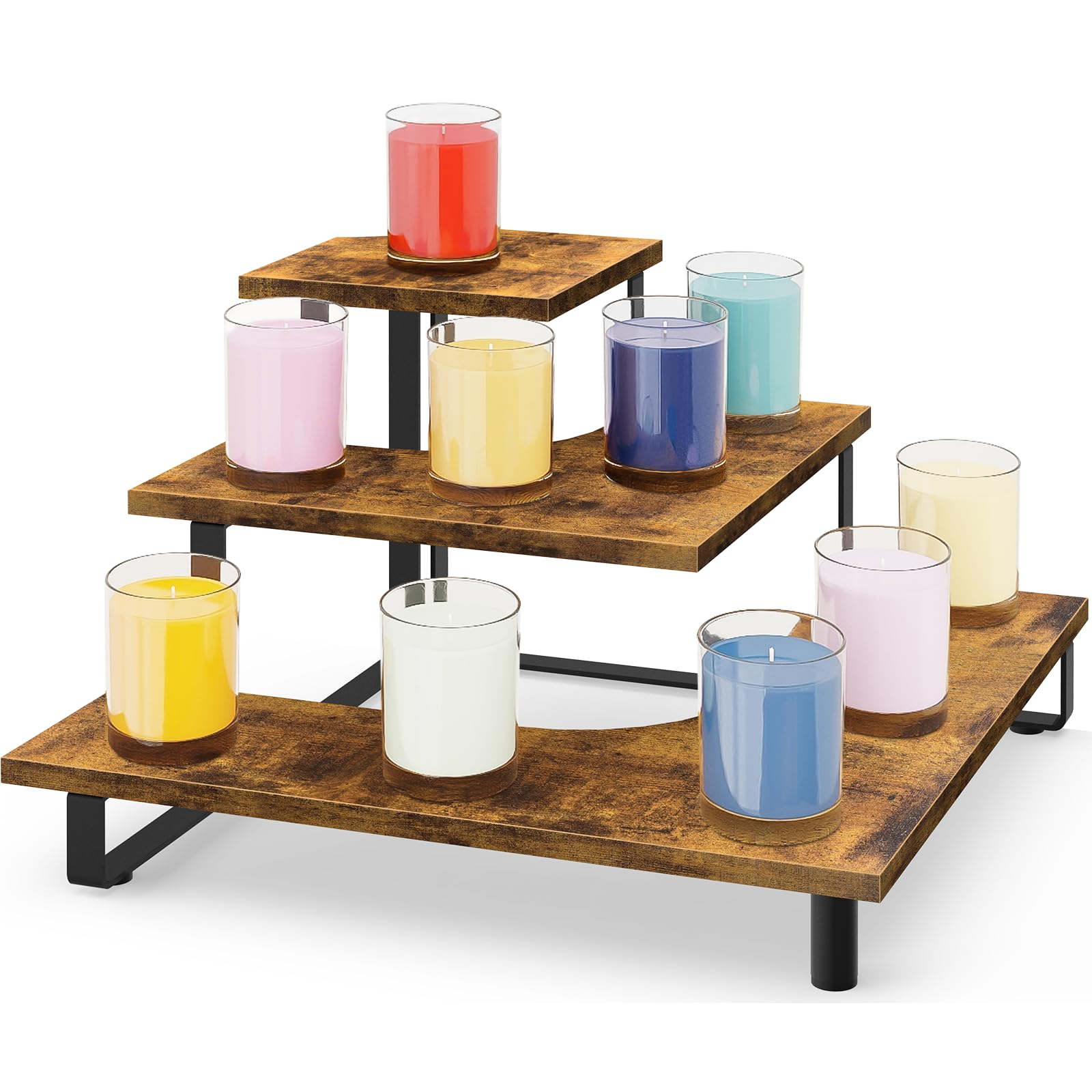 Buy 3 Tier Wooden Retail Display Shelves, Portable Display Rack for ...