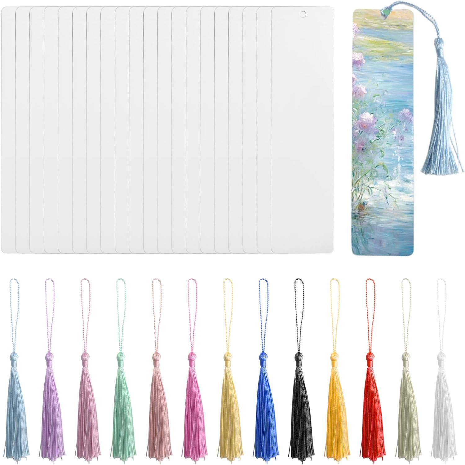 30Pcs Aluminum Sublimation Blank Bookmarks with Colorful Tassels,Heat ...