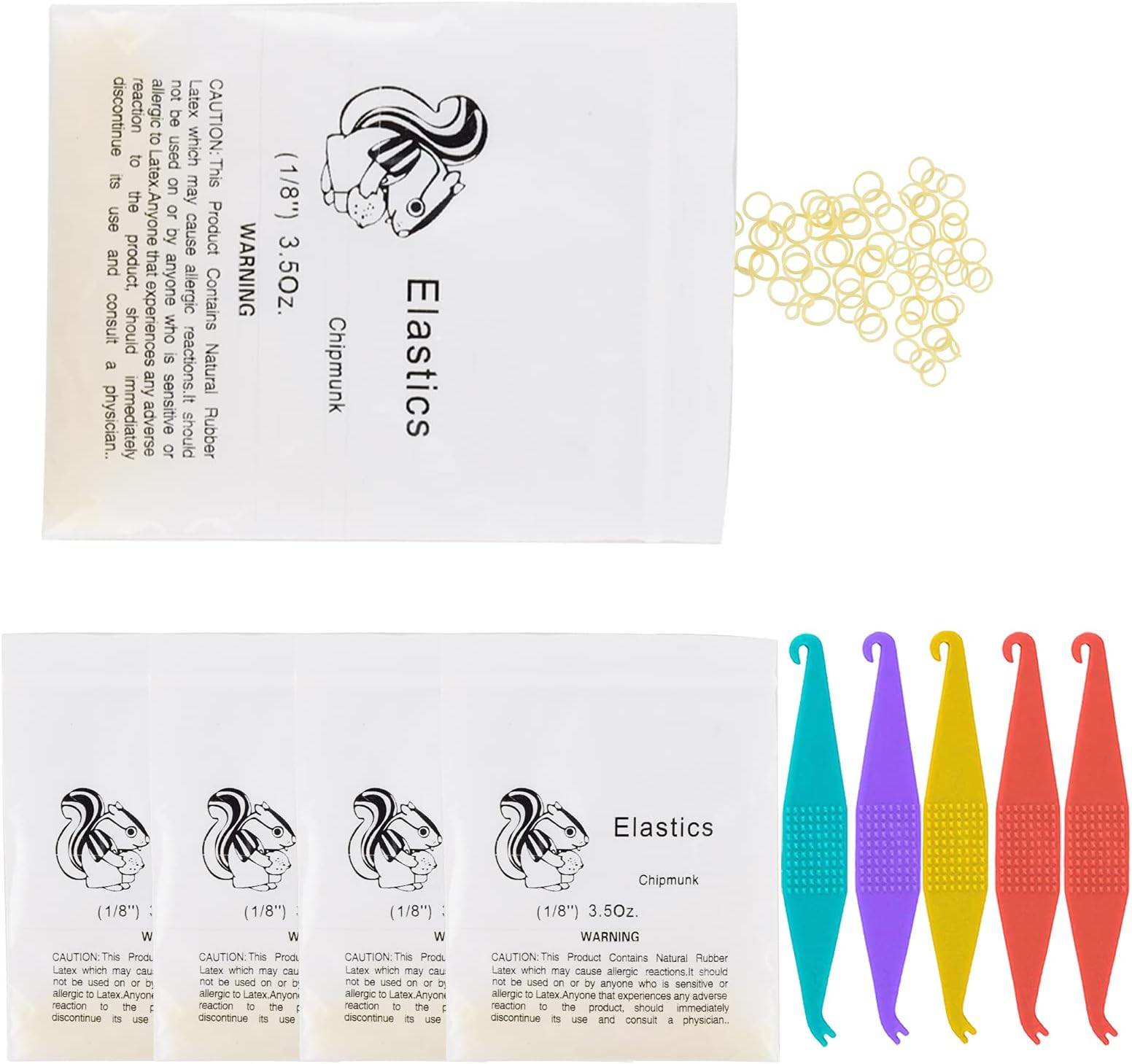 Amazon.com: Orthodontic Elastic Rubber Bands (Chipmunk 1/8", 3.5 Oz)