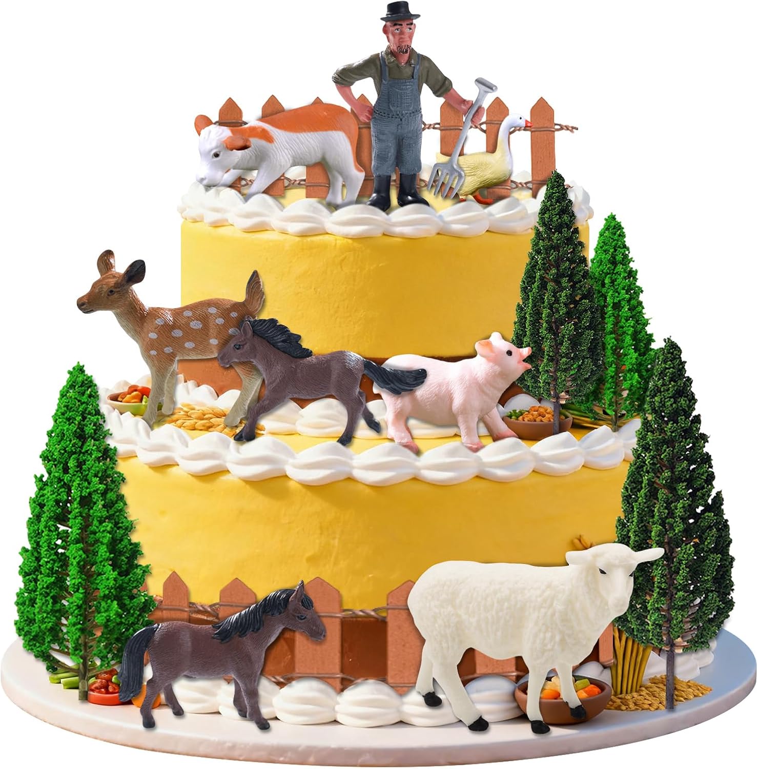 Amazon.com: Farm Cake Topper Mini Farm Animal Cake Decorations Set With ...