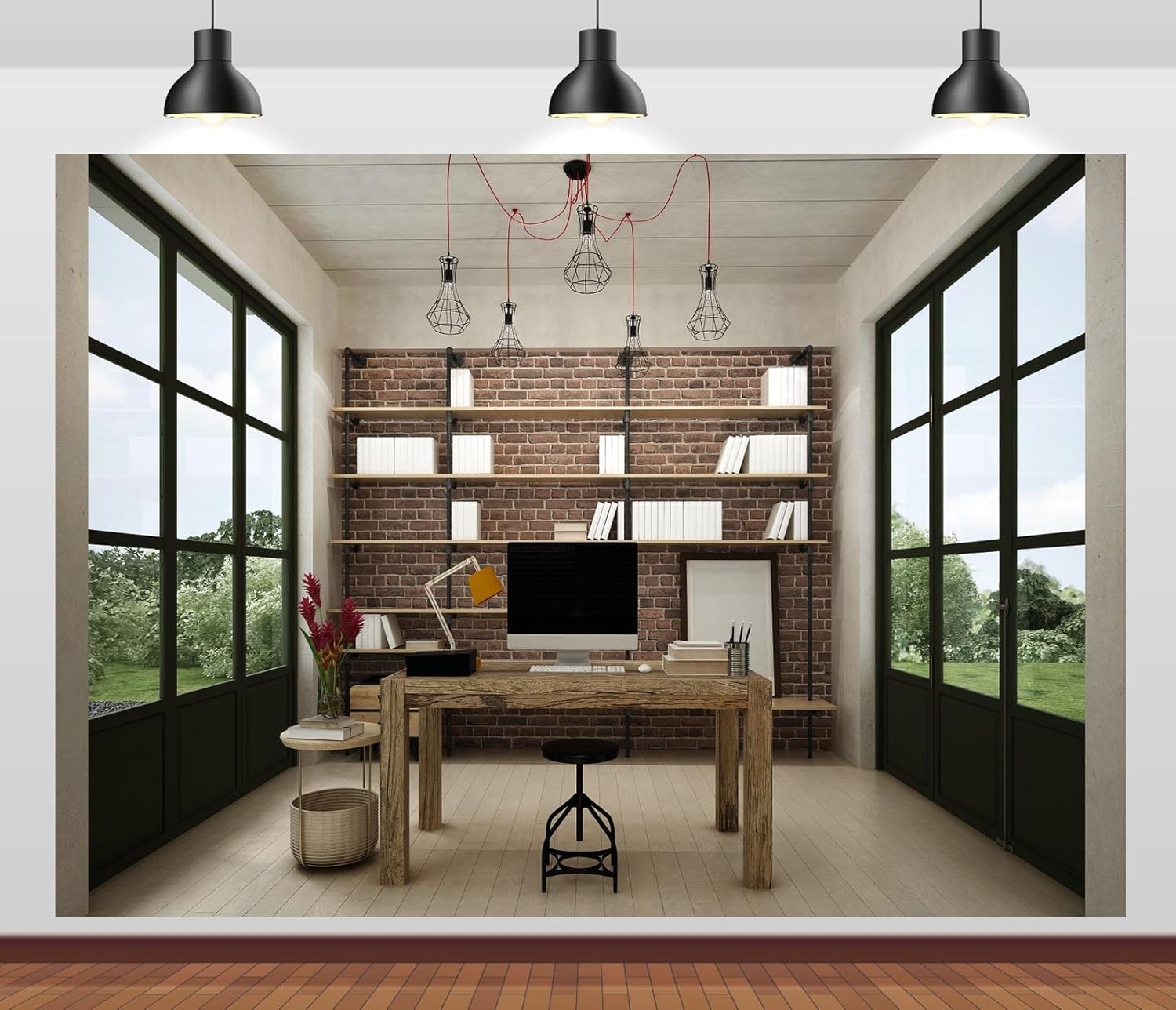 Amazon.com : BELECO 5x4ft Fabric Office Backdrop Interior with ...